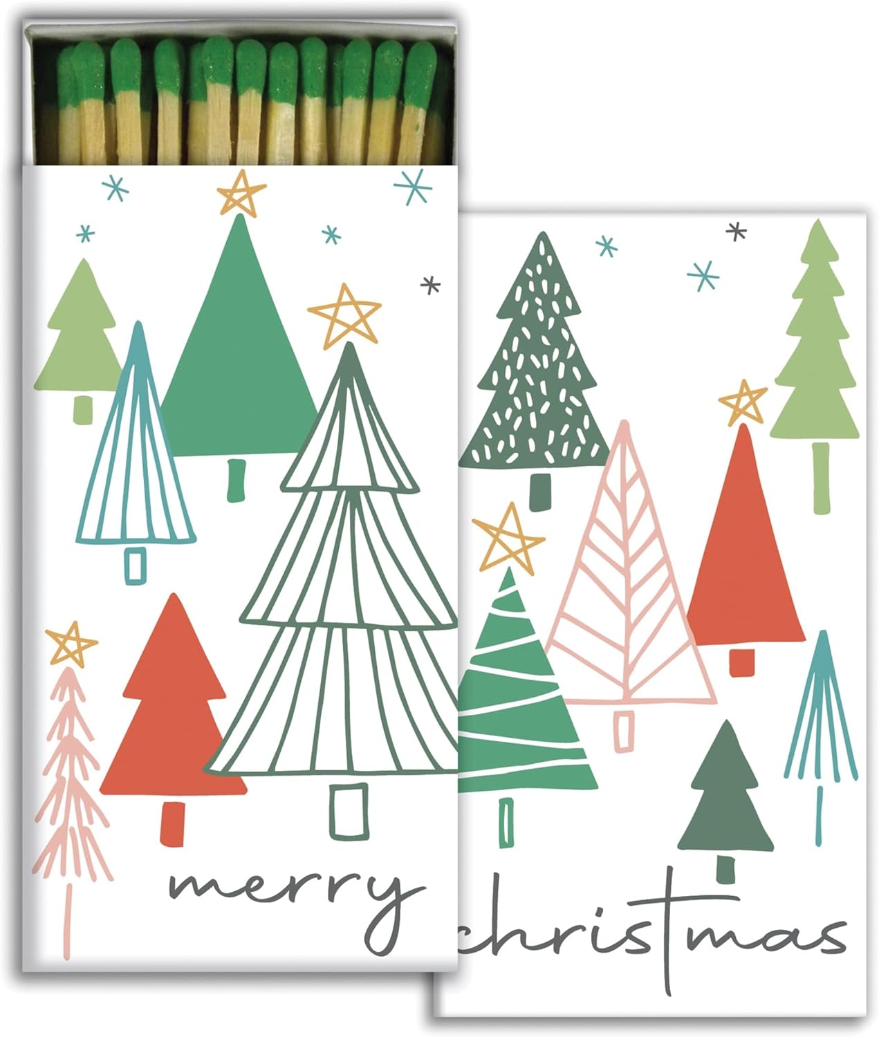 Amazon.com: Christmas Drawn Trees Decorative Matchbox with Wooden ...