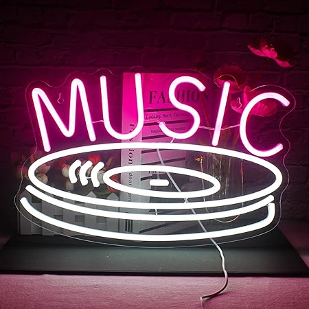 Amazon.com: Colored Music Neon Sign - LED Neon Signs for Wall Decor ...
