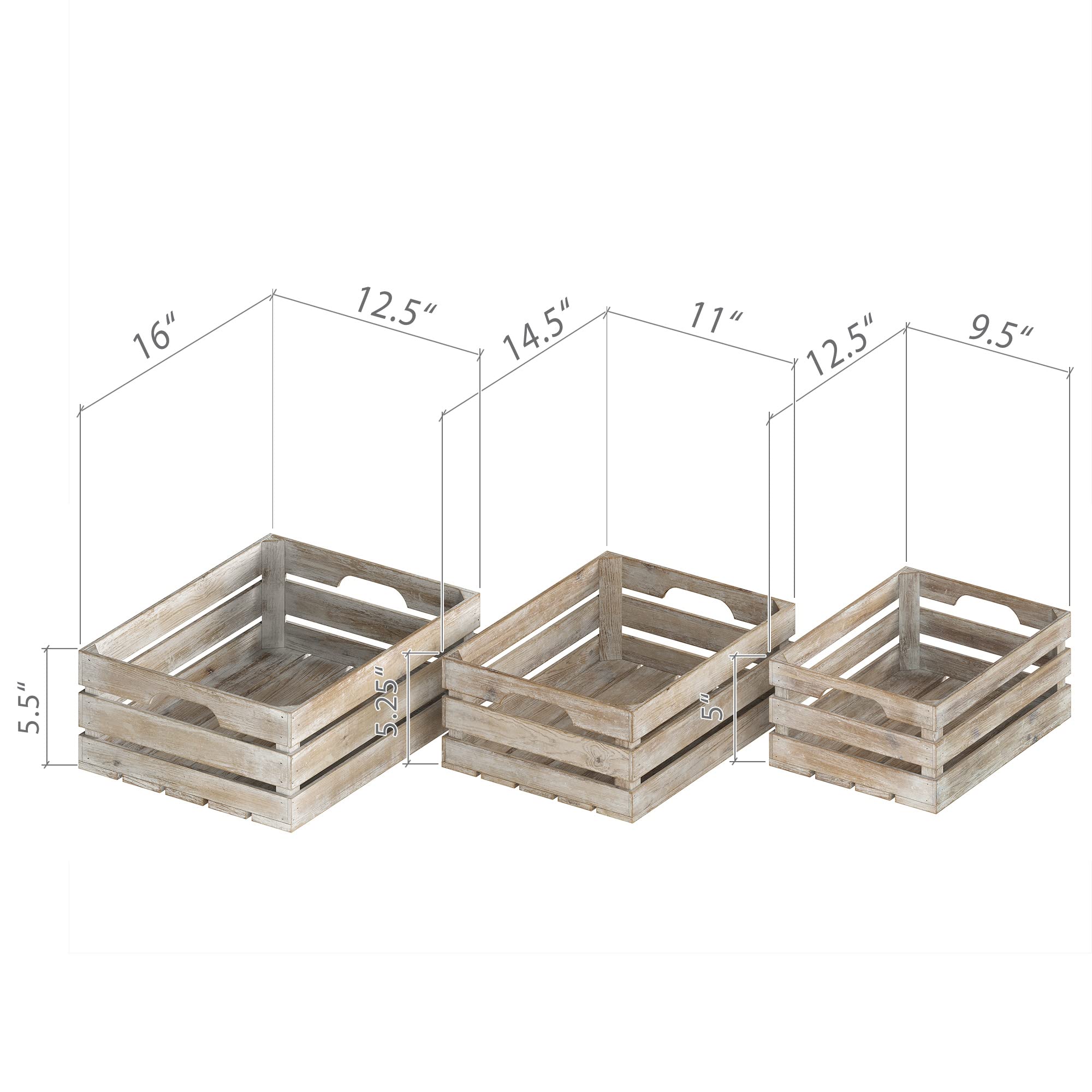 Barnyard Designs Rustic Wood Nesting Crates with Handles Decorative ...