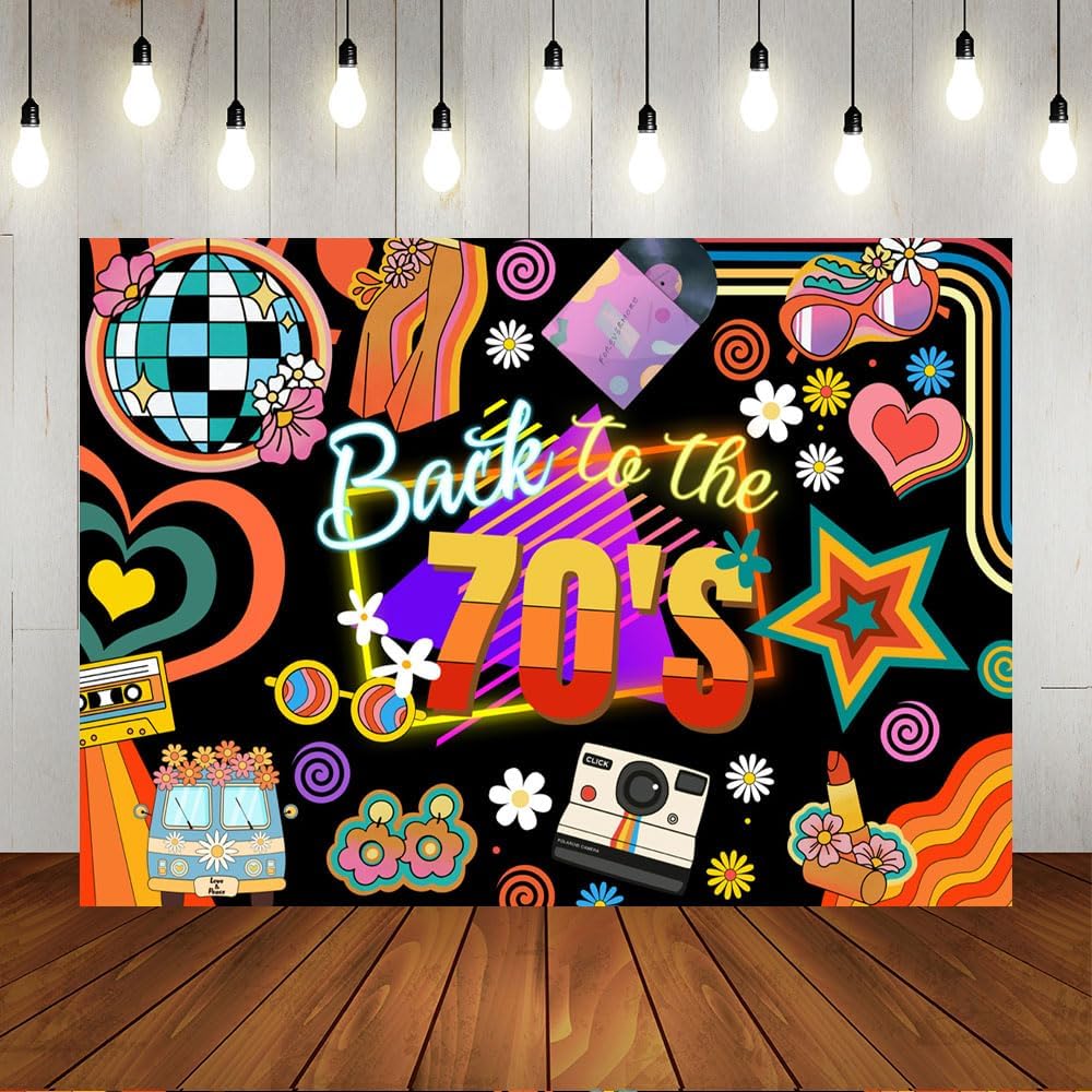 Amazon.com : Lofaris Back to 70s Party Backdrop for Adults Disco Party ...