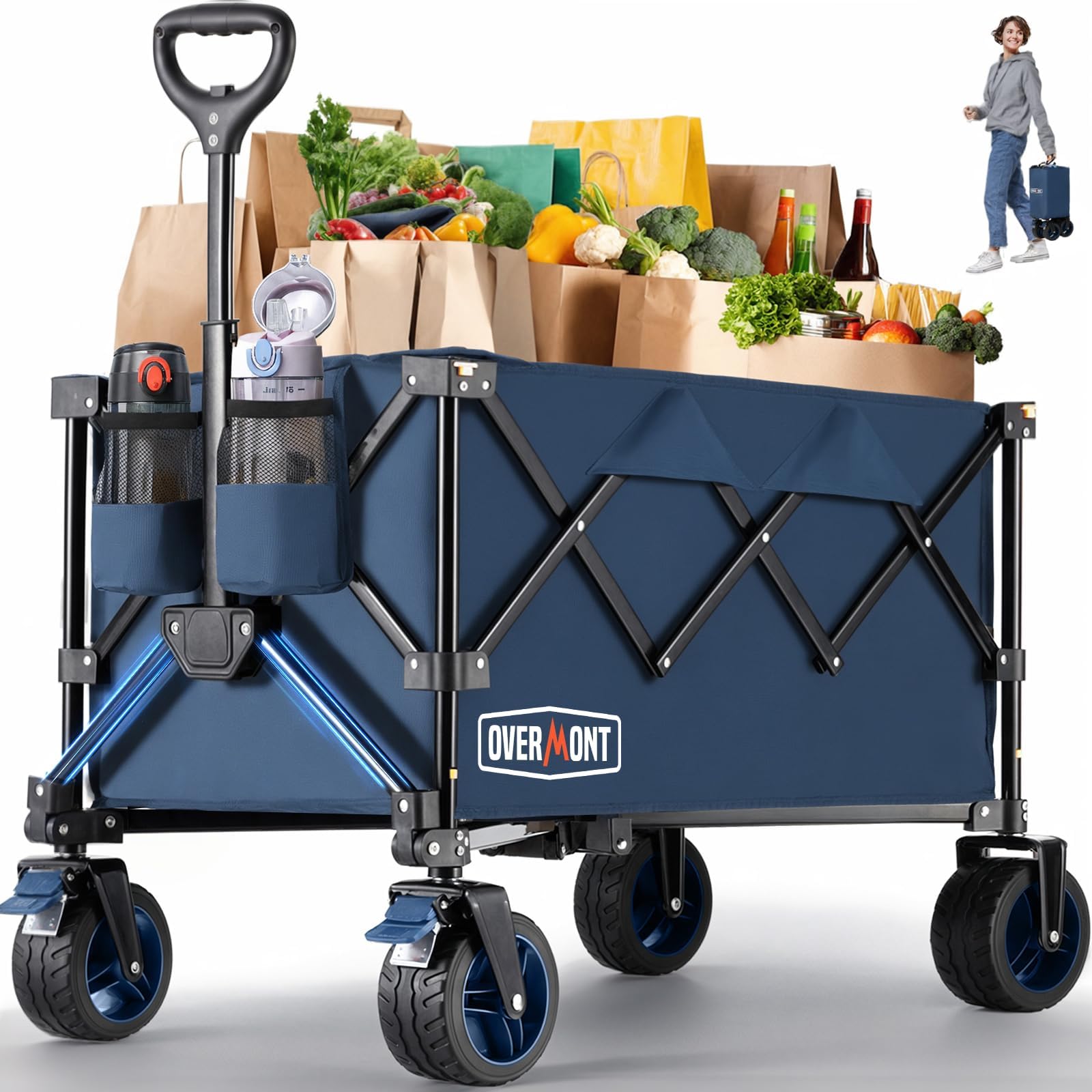 Overmont Ultra-Compact Collapsible Wagon Cart -150L Portable Folding ...