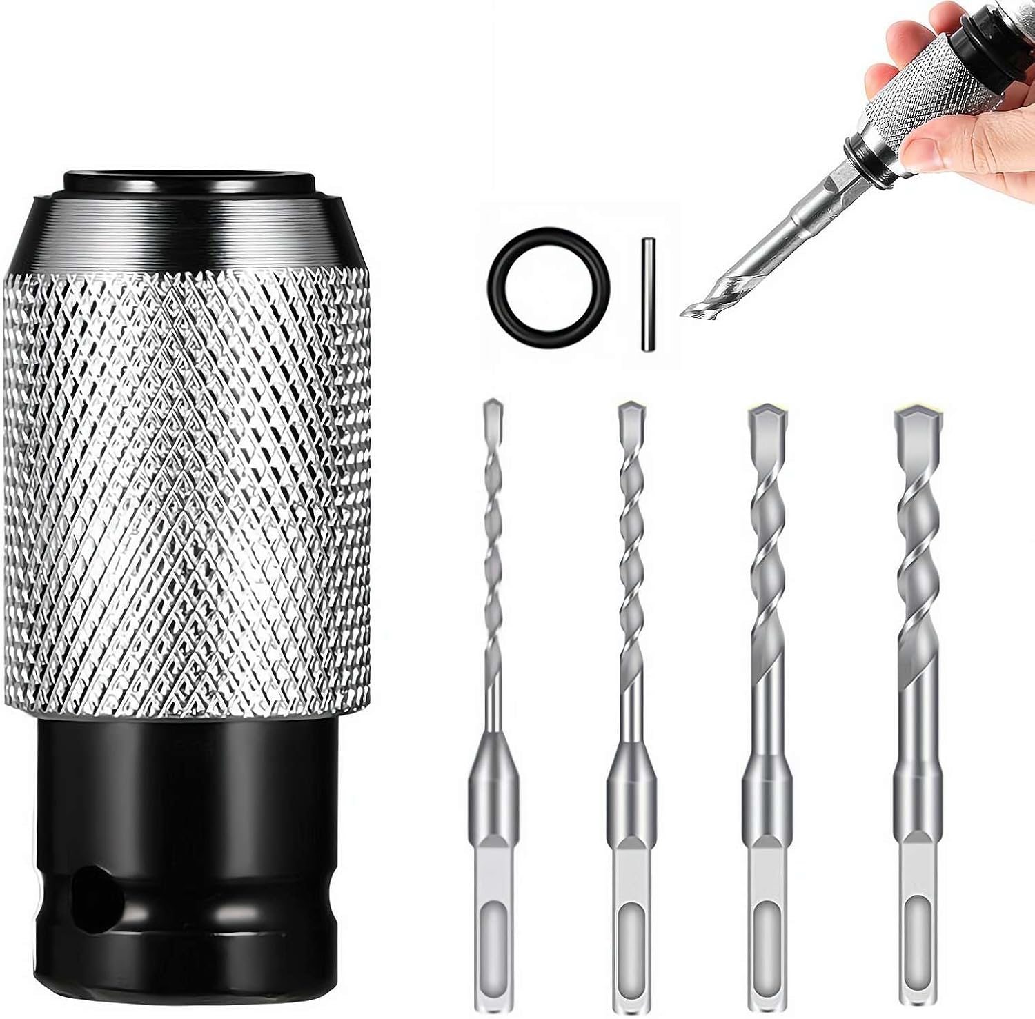 Amazon.com: MANYUN Rotary Hammer Adapter with 4 Impact Drill Bits Set ...