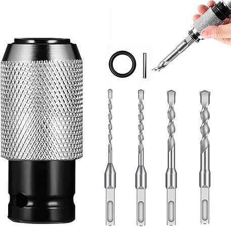 Amazon.com: MANYUN Rotary Hammer Adapter with 4 Impact Drill Bits Set ...