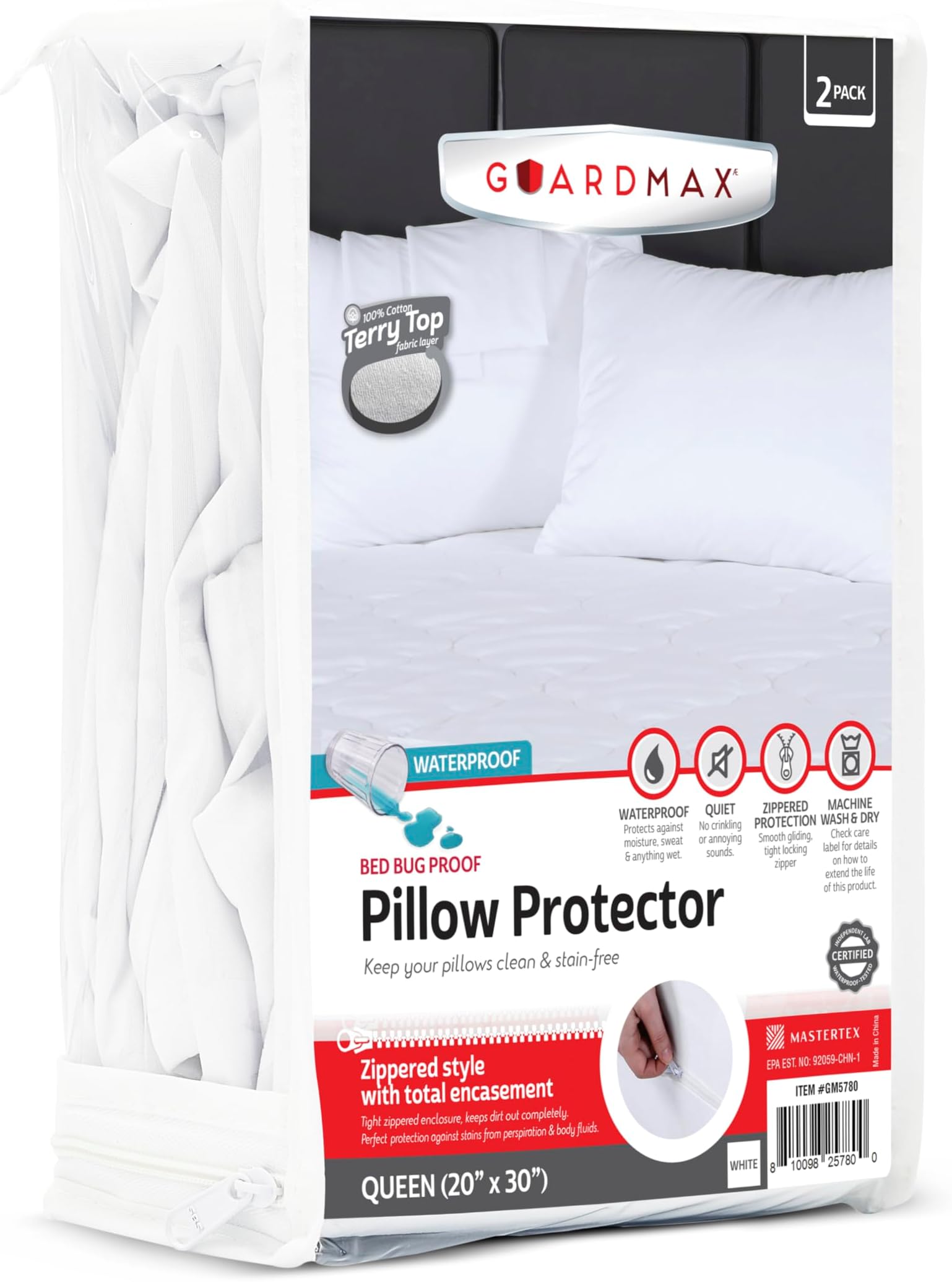 Amazon.com: Guardmax Terry Cotton Waterproof Queen Size - Zippered Bed ...