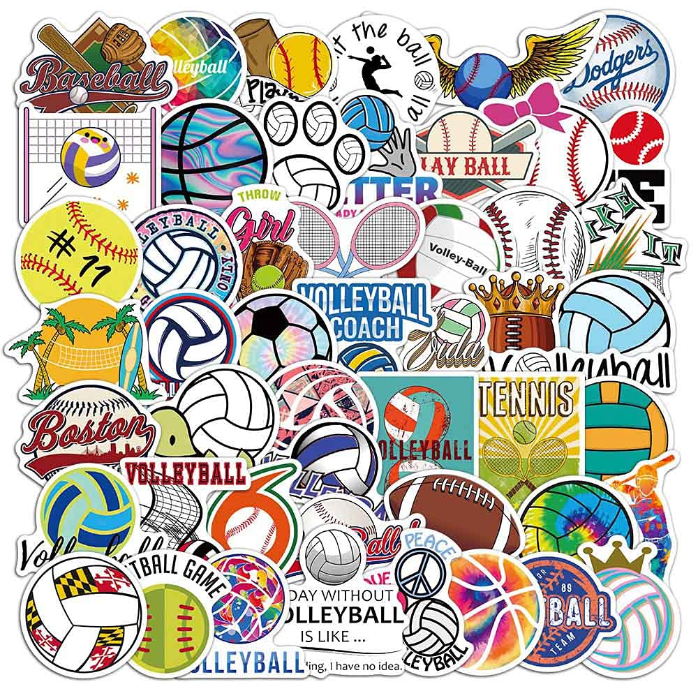 50pcs Volleyball Sticker Sports Events Ball Stickers For Water Bottle ...