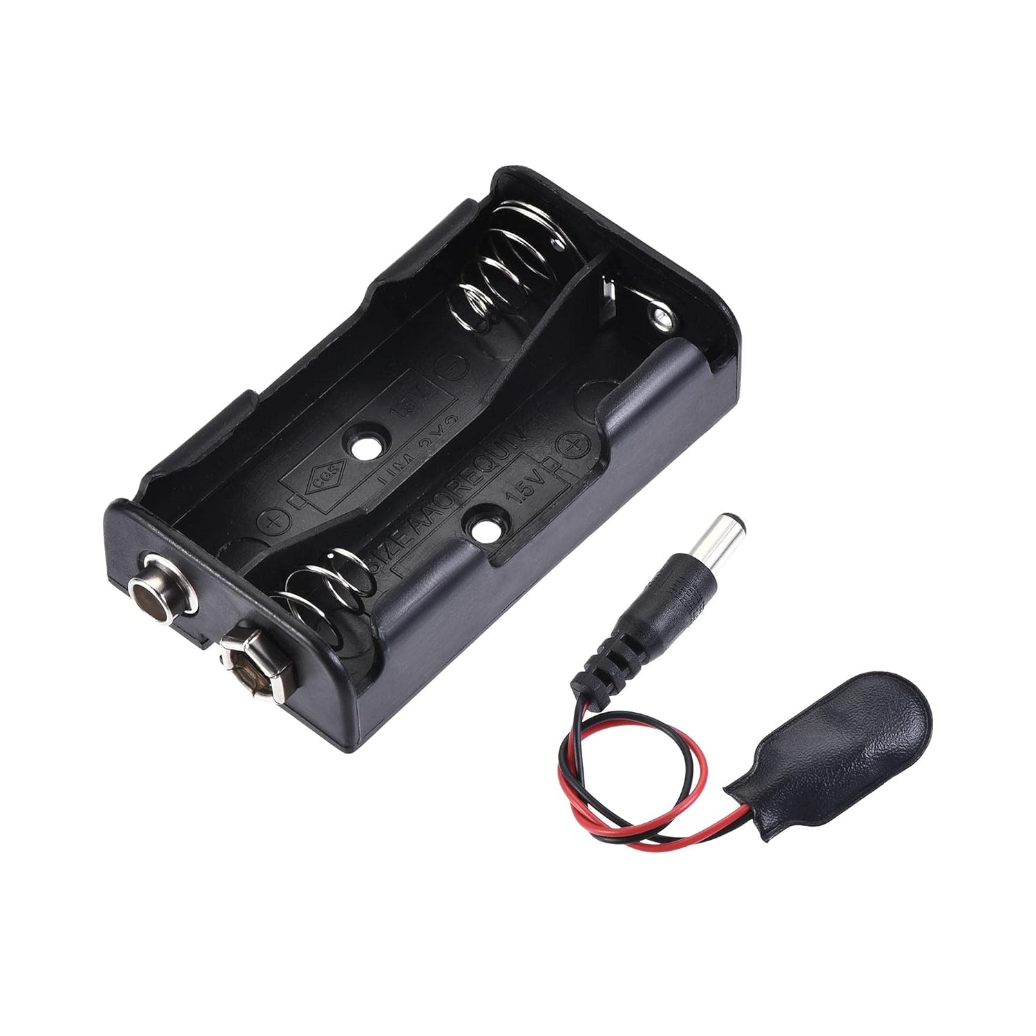 uxcell Battery Case Storage Box 2 Slots for 1.5V AA Battery Holder with ...