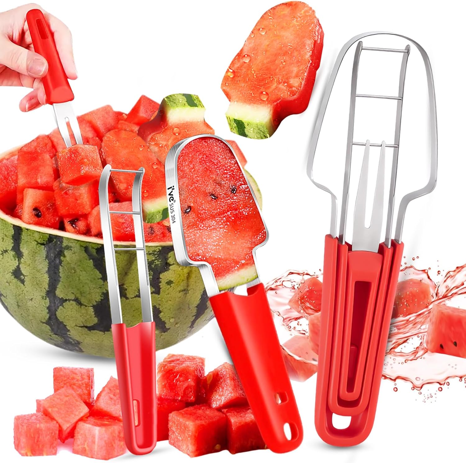 Amazon.com: 3-in-1 Watermelon Fork Slicer Cutter, Stainless Steel ...