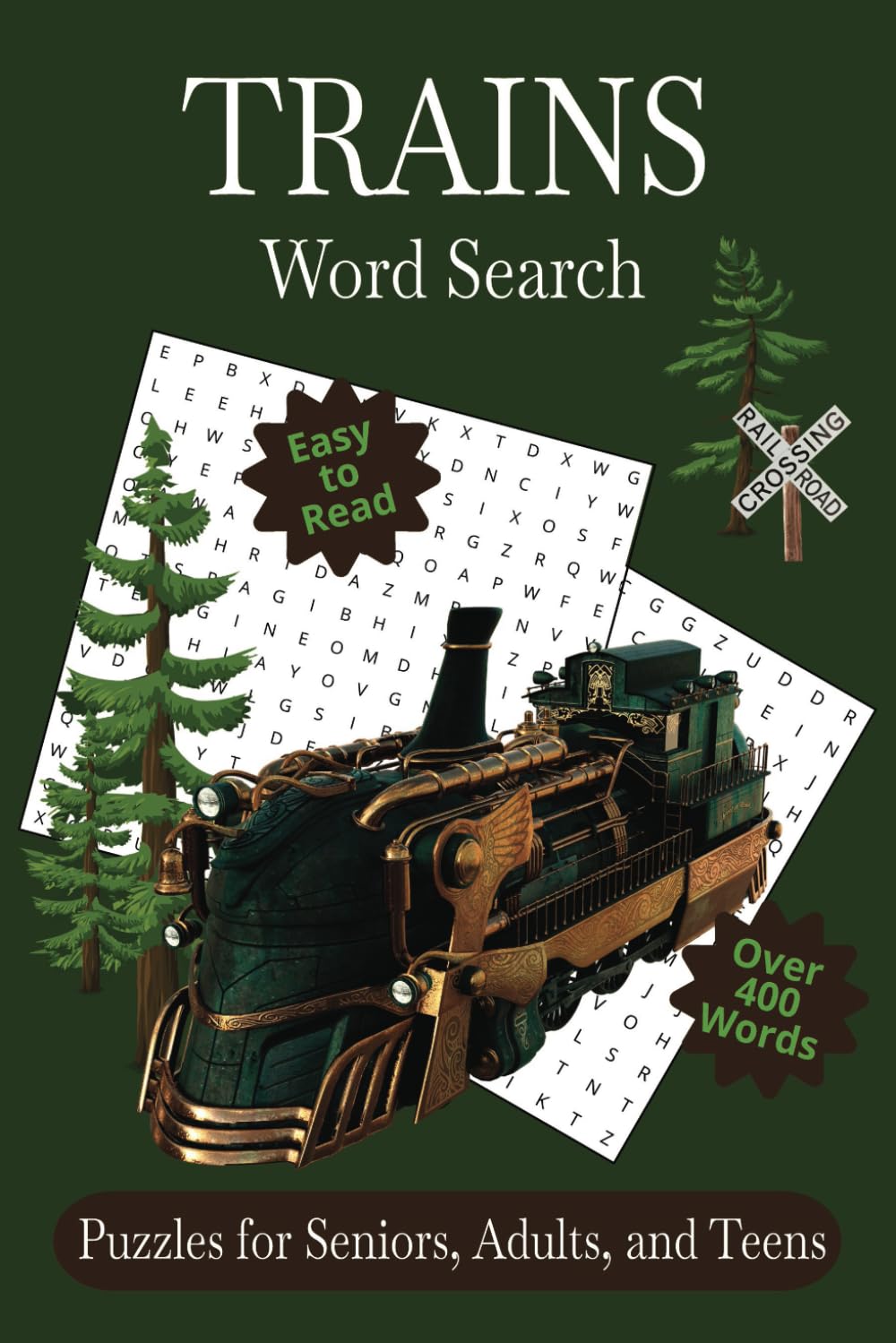 Trains Word Search Puzzle Book: Word Searches with Easy to Read Print ...
