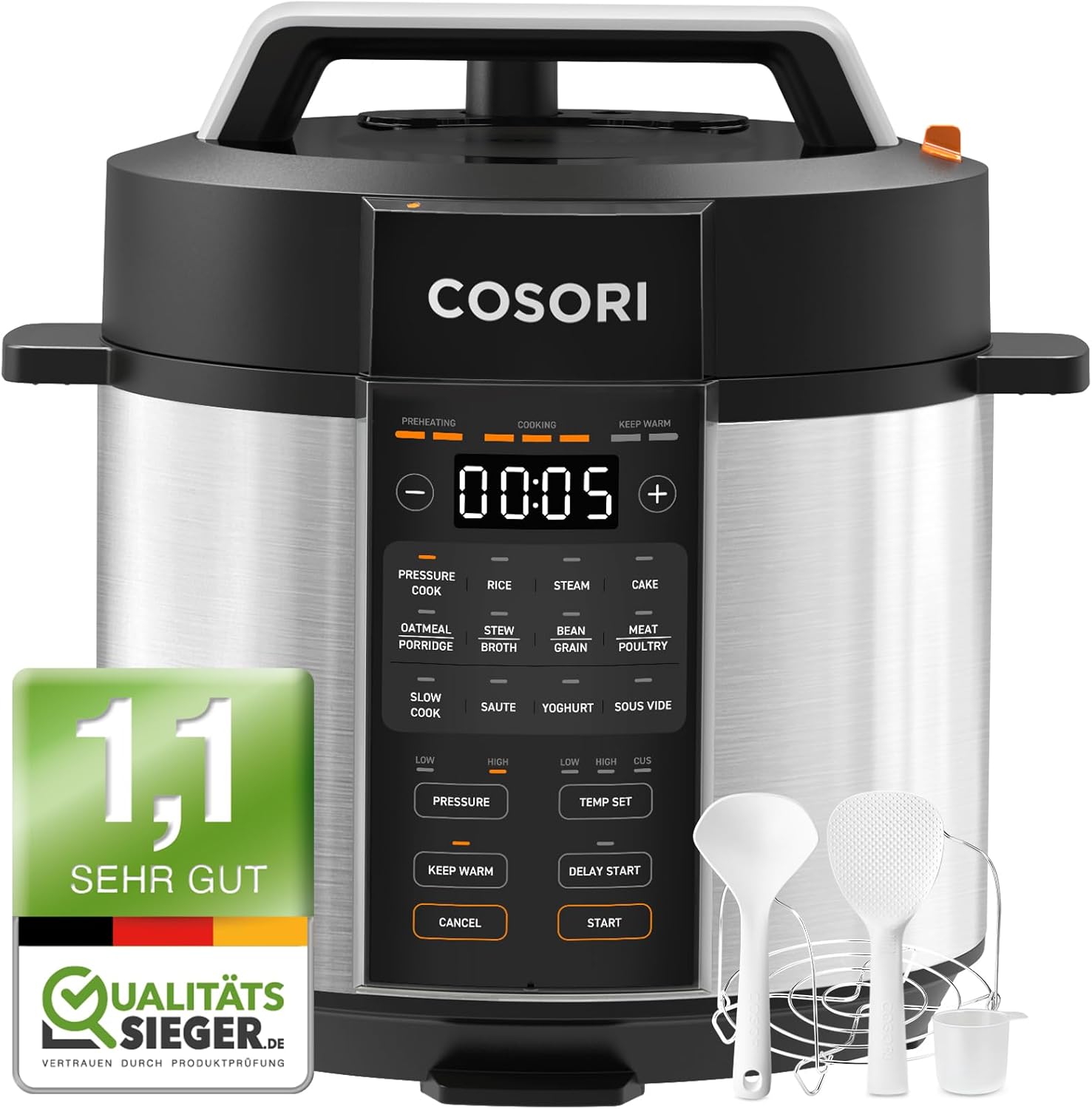 COSORI Düdüklü Tencere, 9'u 1 Arada, 14 Fonksiyonlu Çoklu Pişirici, 5,7 ...