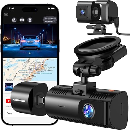 Amazon.com: 4K Dash Cam Front and Rear/Inside, Car Mount Dash Camera ...