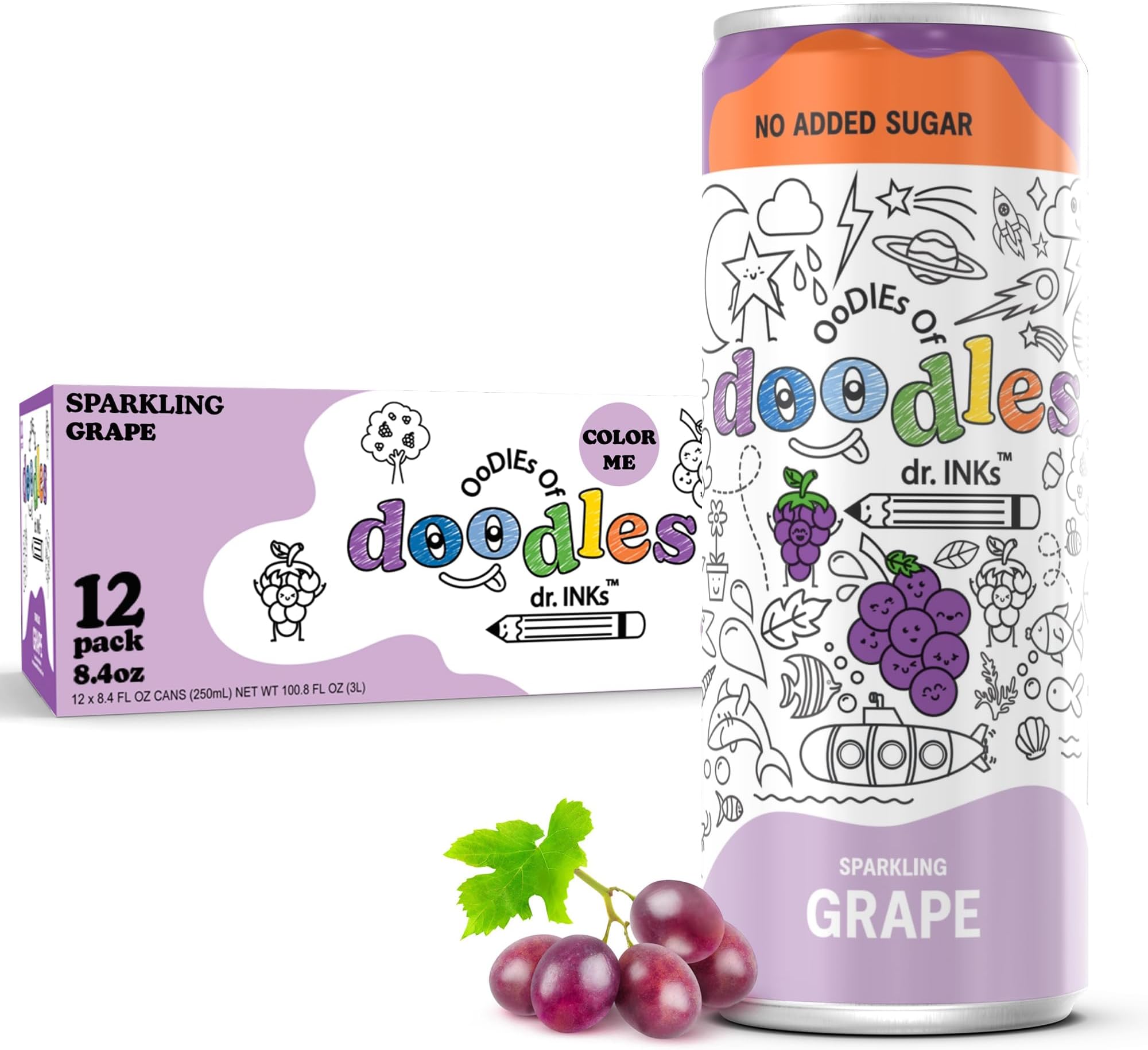 Amazon.com: Oodles of Doodles Kids Sparkling Flavored Water, Grape ...