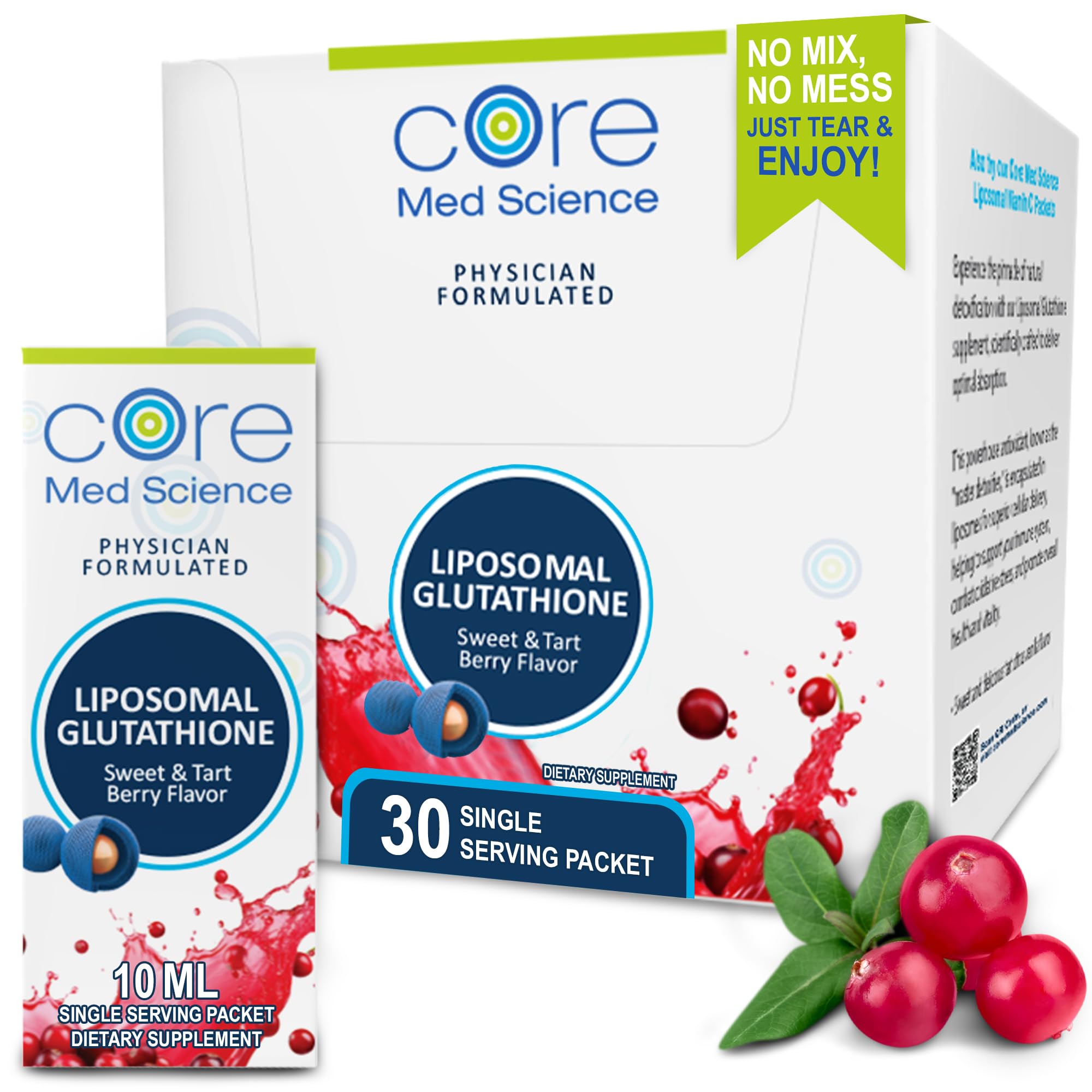 Core Med Scienceliposomal Glutathione Supplement Sweet And Tart Berry ...