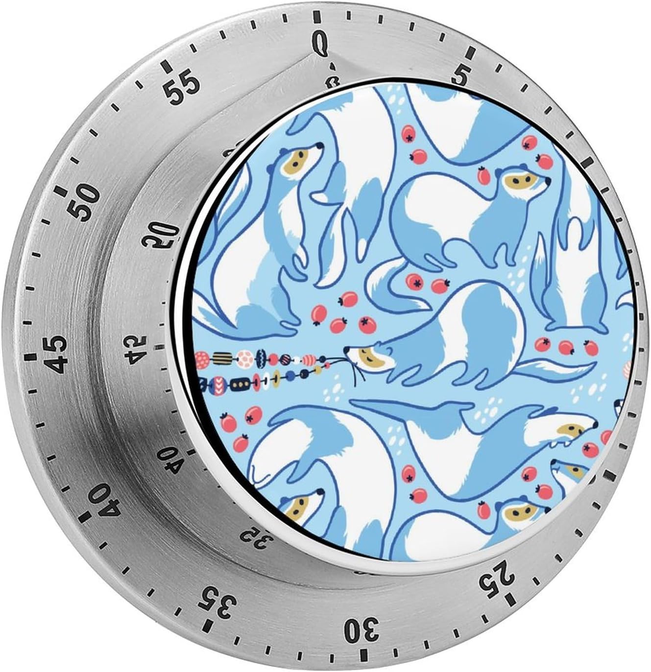 Cute Ferrets Mechanical Wind Up Timer Stainless Steel Rotating Alarm ...