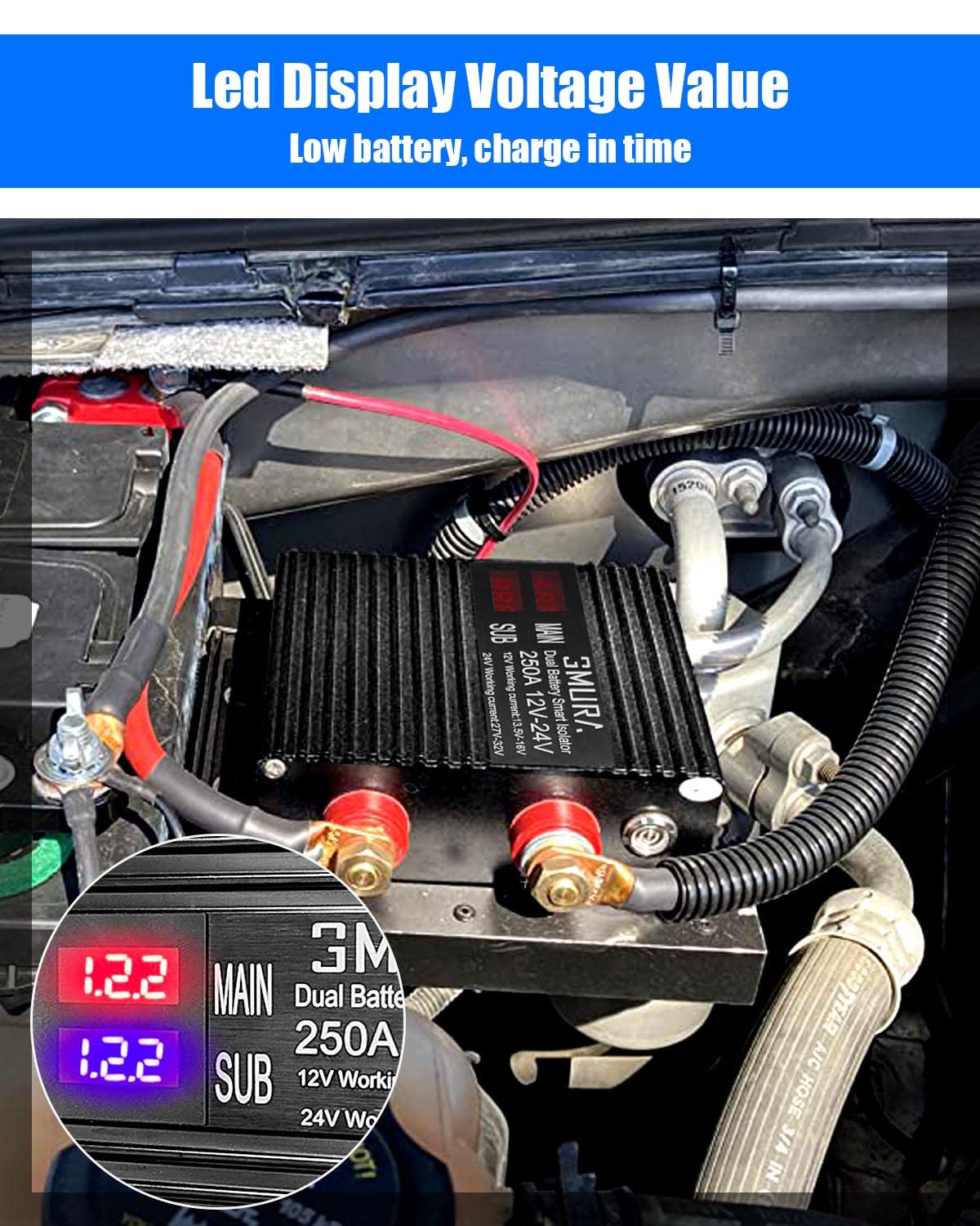 Snapklik.com : 250 Amp Dual Battery Isolator Kit, Universal 12V/24V VSR ...