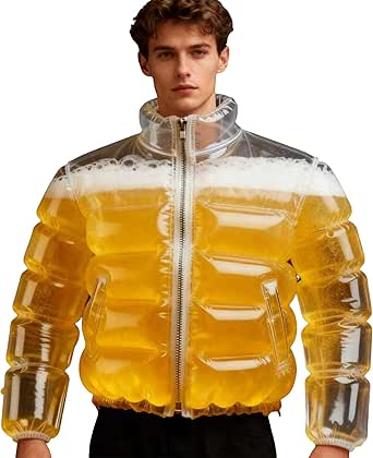 Amazon.com: Beer-Filled Jacket, Funny Transparent Beer Puffer Jackets ...