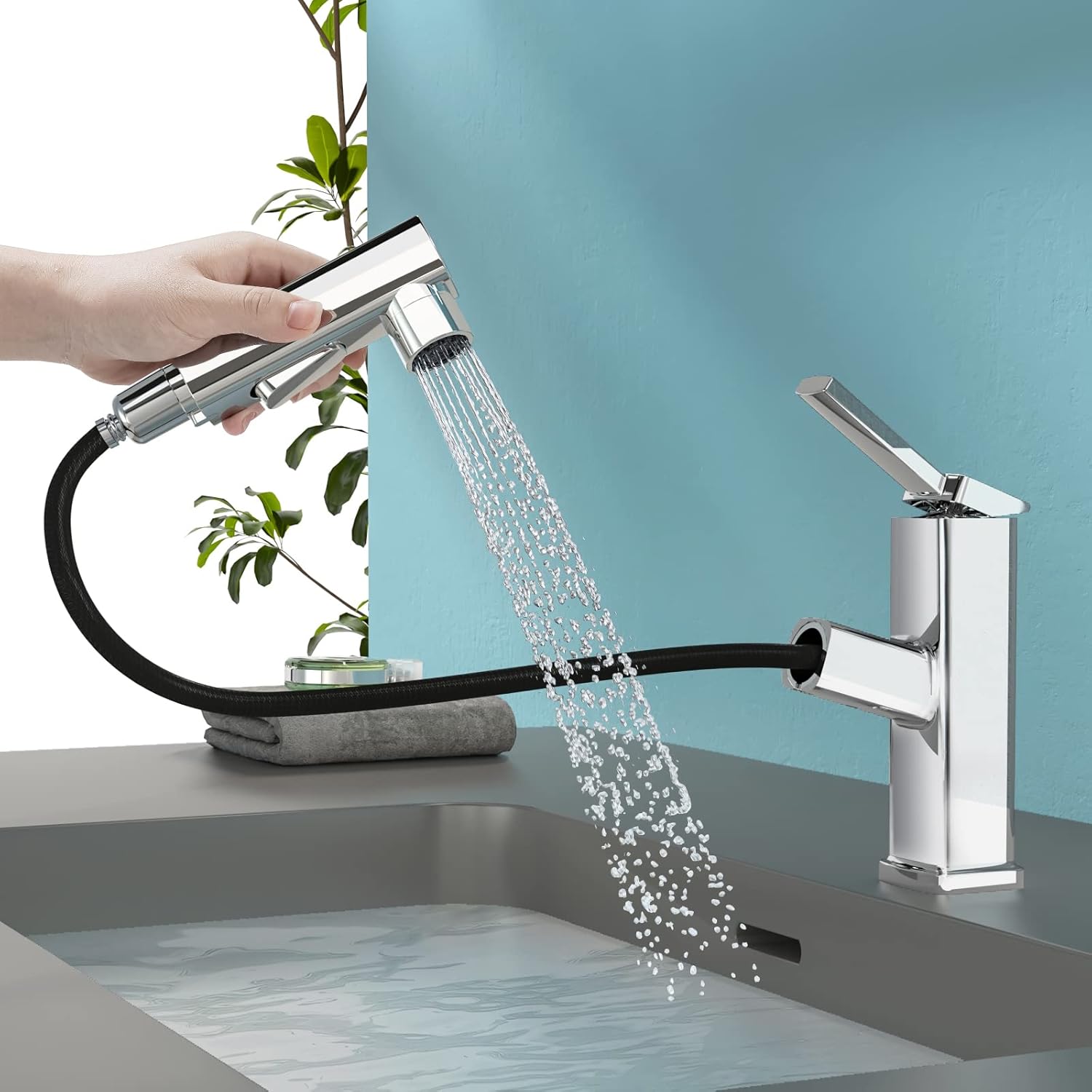 HEROBAI Single Hole Bathroom Faucet, Fountain Bathroom Faucets with ...