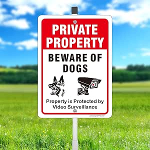 Amazon.com: Private Property Beware of Dog Sign,Property is Protected ...