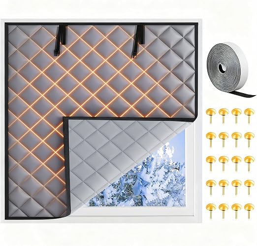 63 x 63 Inch Window Insulation for Winter, Thermal Window Cover 3 Layer ...