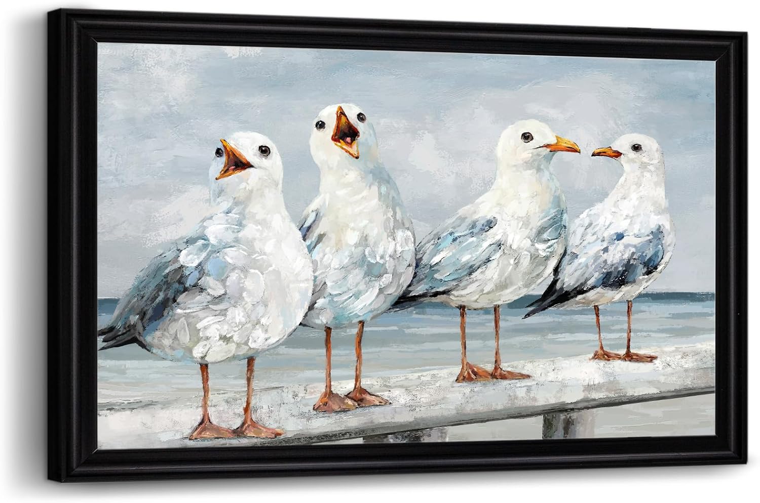 Amazon.com: sechars Seabirds Wall Art Coastal Beach Scene with Seagulls ...