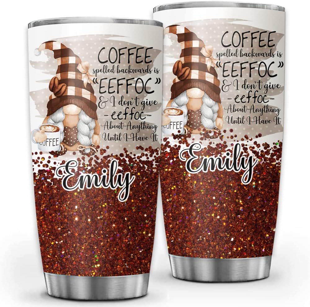 Amazon.com | Personalized Gnome Tumbler Cup With Lid 20oz 30oz, Custom ...