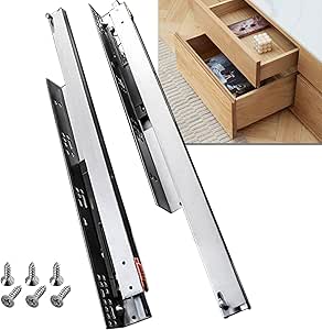 Amazon.co.jp: 1 Pair Undermount Soft Close Drawer Slide Rail, Full ...