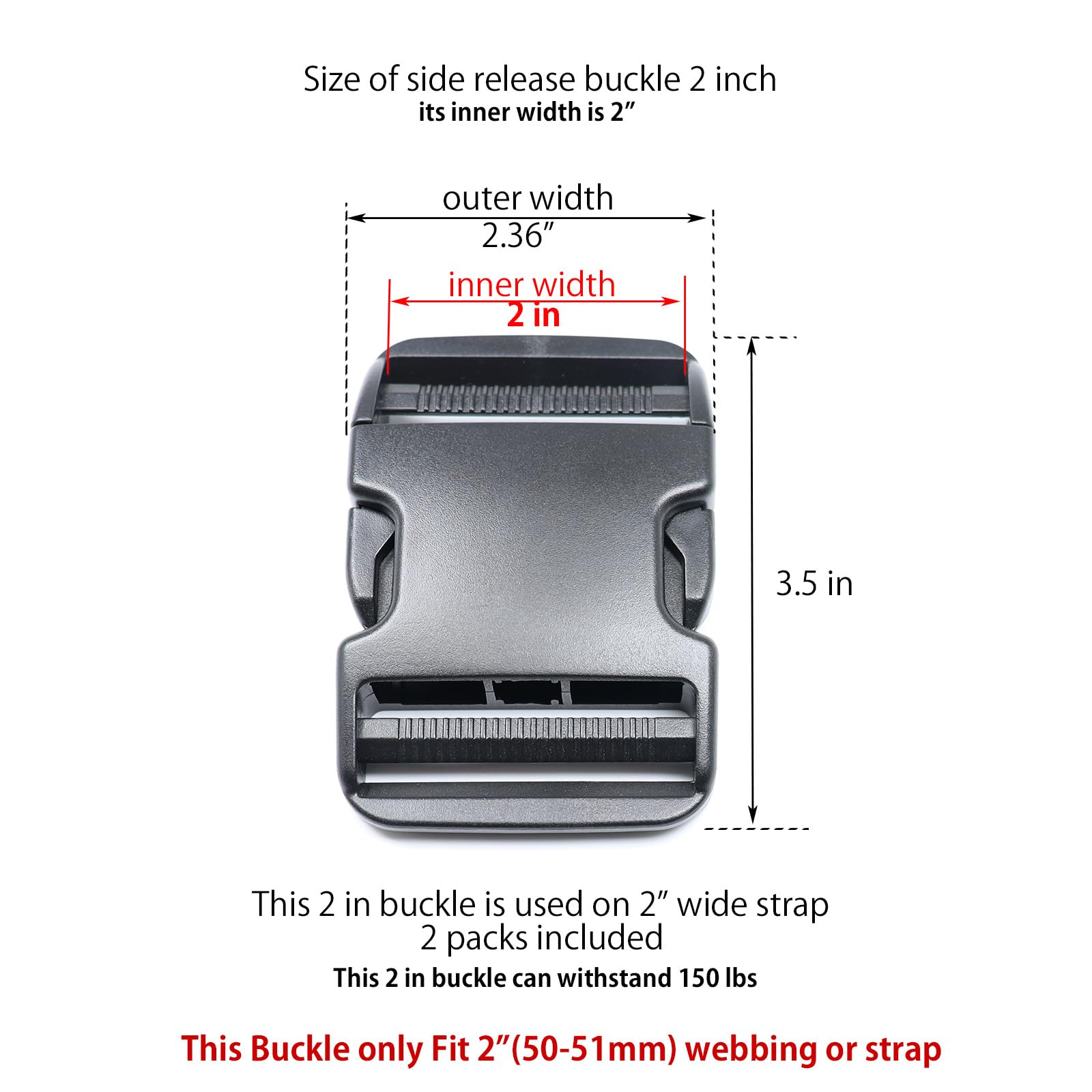 Snapklik.com : Side Release Buckles,Heavy Duty Dual Adjustable Plastic ...