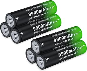 Amazon.com: 18650 Rechargeable Battery 3.7V 9900mAh Button Top Lithium Battery for Flashlights ...