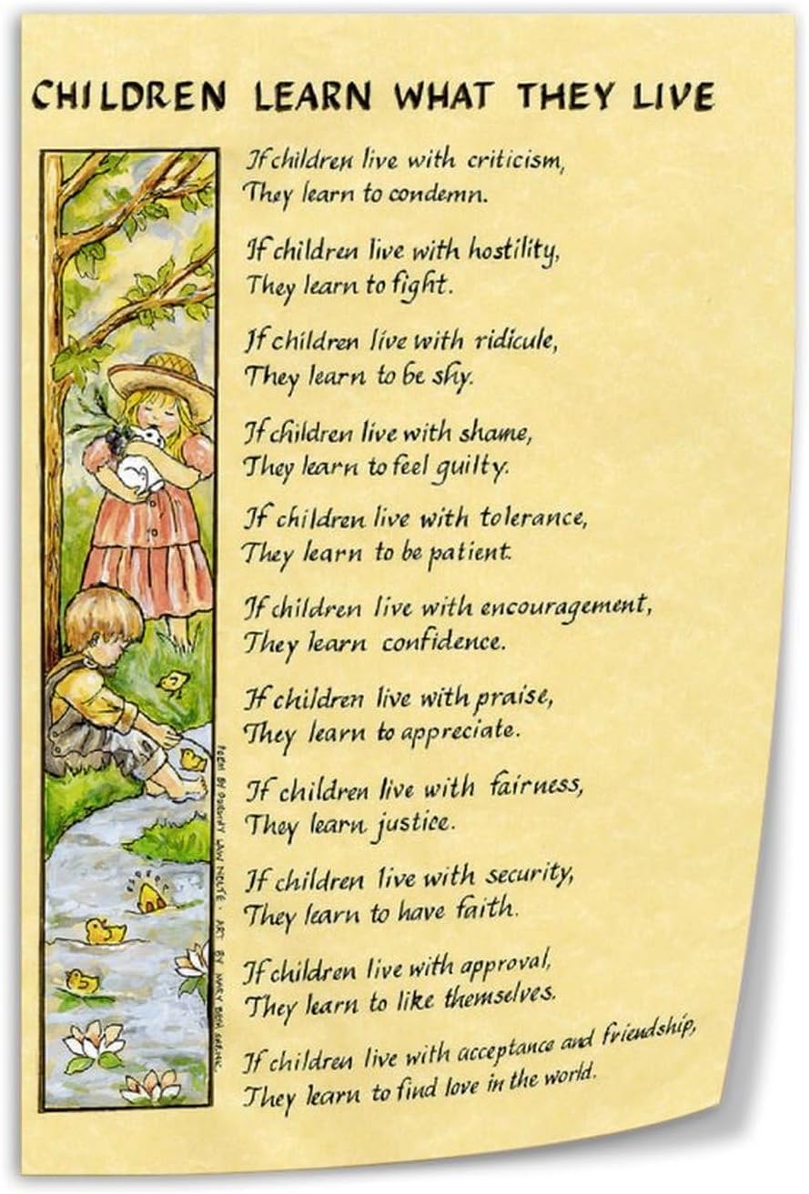 Amazon.com: Generic Children Learn What They Live Poetry Poster Canvas ...