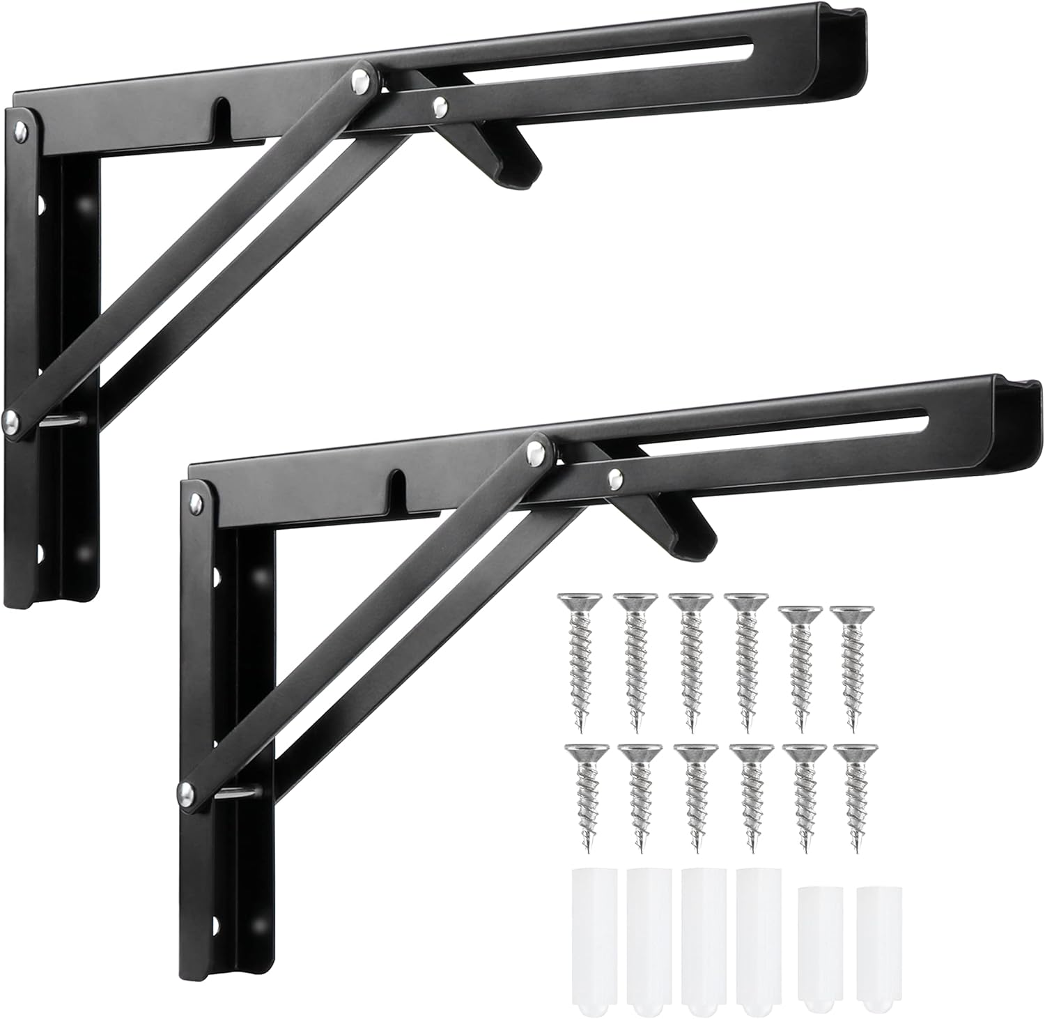 Équerre Pliante 300mm 2 Pièces Noir | Support Console Pliable avec ...