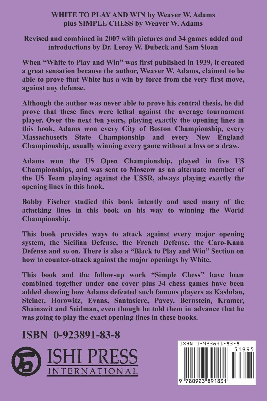 White to Play and Win plus Simple Chess: Weaver W. Adams, Leroy W ...