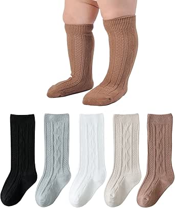 Amazon.com: EPEIUS Baby Girl Knee High Socks - Seamless Cable Knit ...