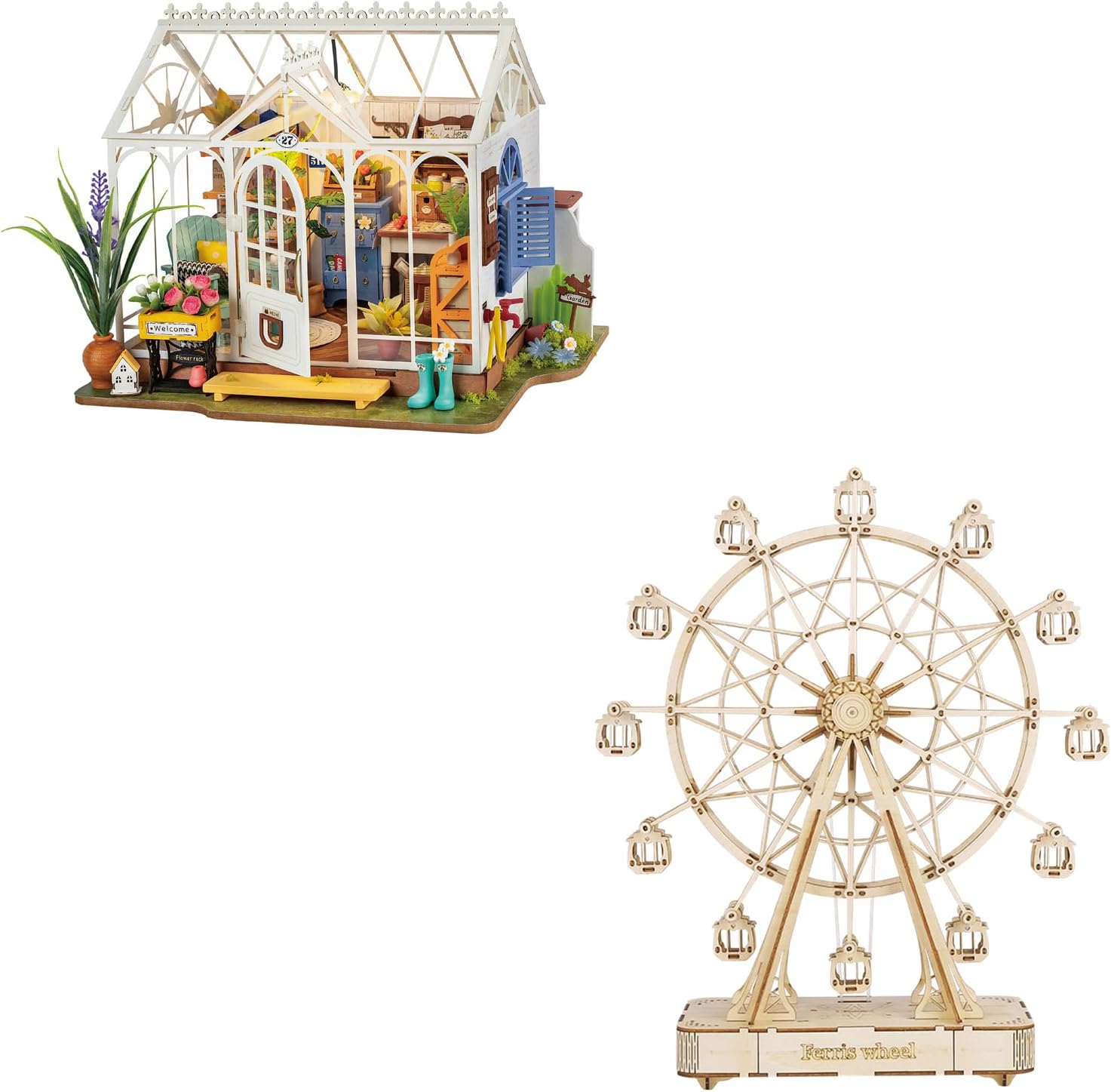 Amazon.com: Rowood 3D Wooden Puzzles for Adults Bundle DIY Miniature ...