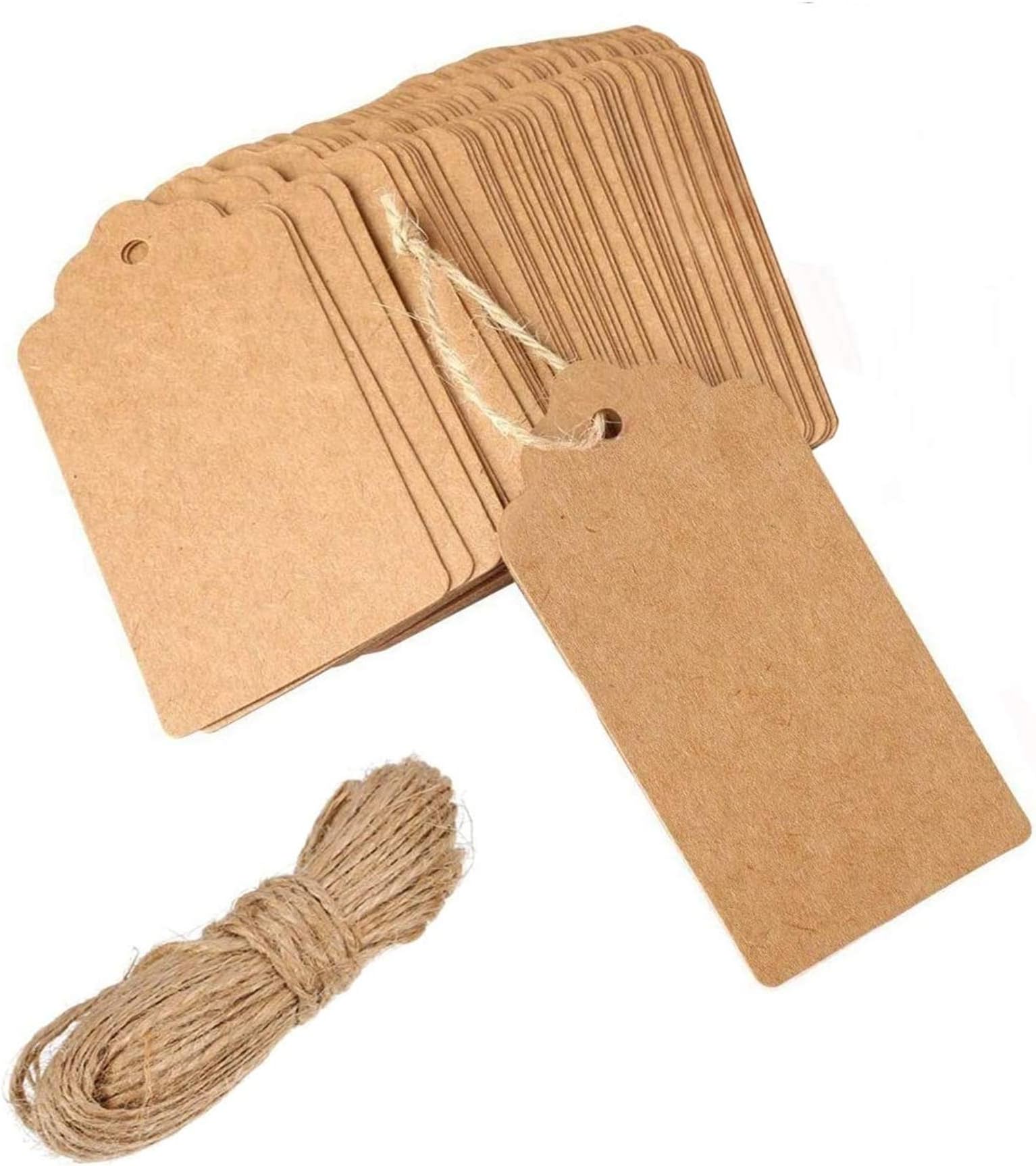 Box.it.pack.it Kraft Paper Gift Tags, Brown, Scallop 5x3 cm, 100 Pack ...