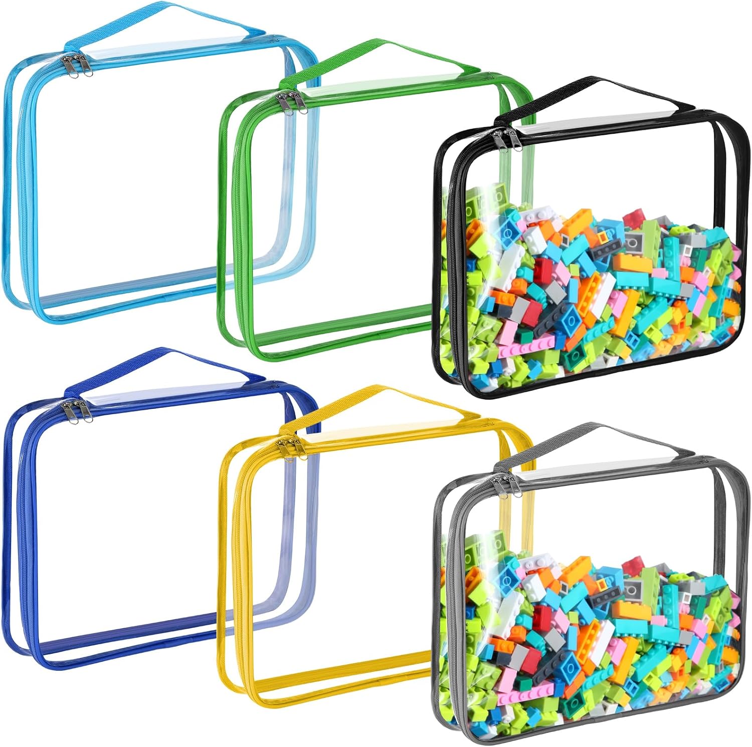Amazon.com: Sanwuta 6 Packs Toy Storage Bags, PVC Organizing Bags with ...