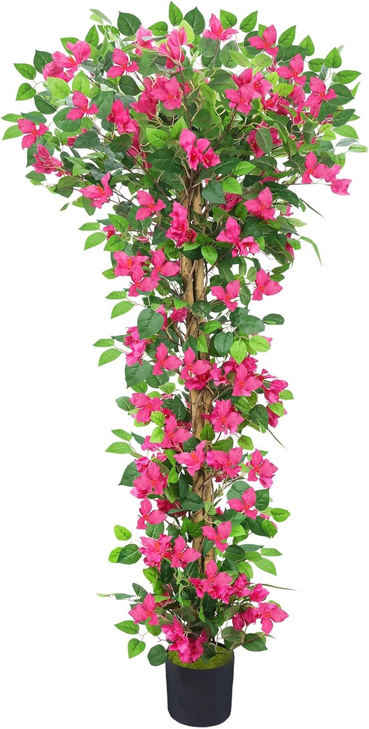 Amazon.com: Artificial Bougainvillea Pink Flower Tree,5.5FT Realistic ...