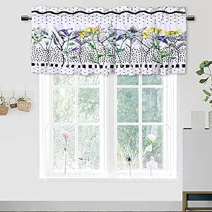 Amazon.com: Daisy Kitchen Valance Window Curtain Set Rod Pocket ...