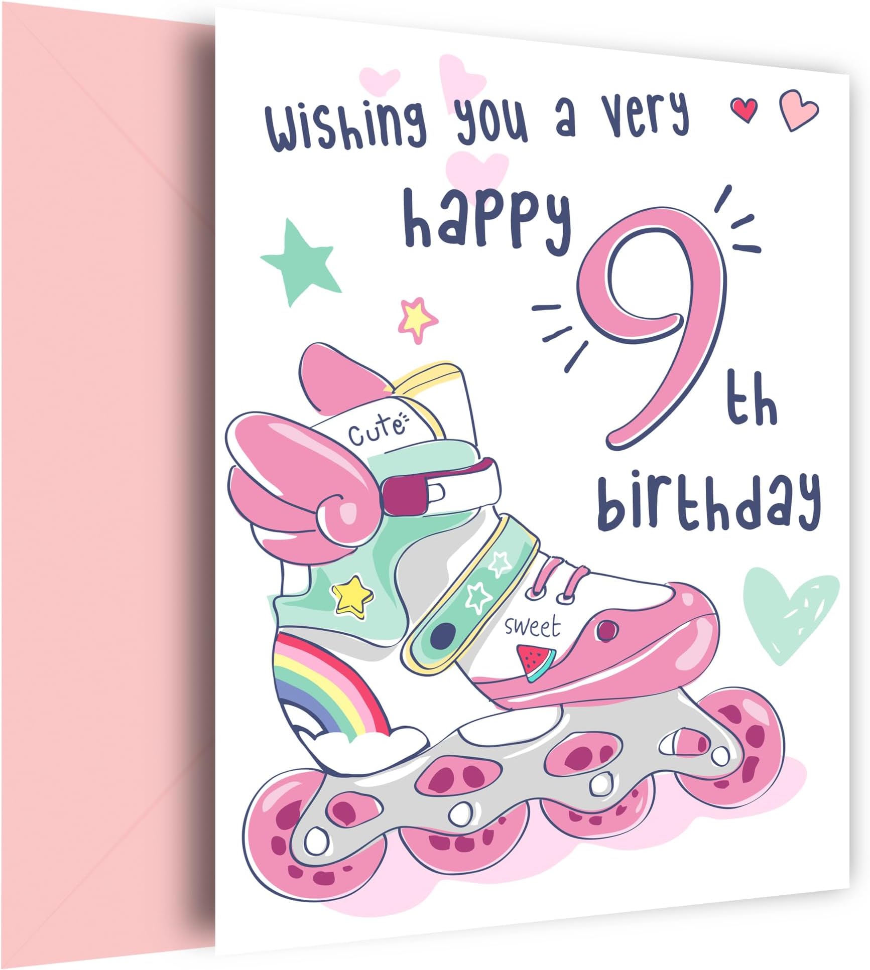 Claire Giles Ages Age 9 Girl Birthday Card, AGE09G,Pink,150mmx150mm ...