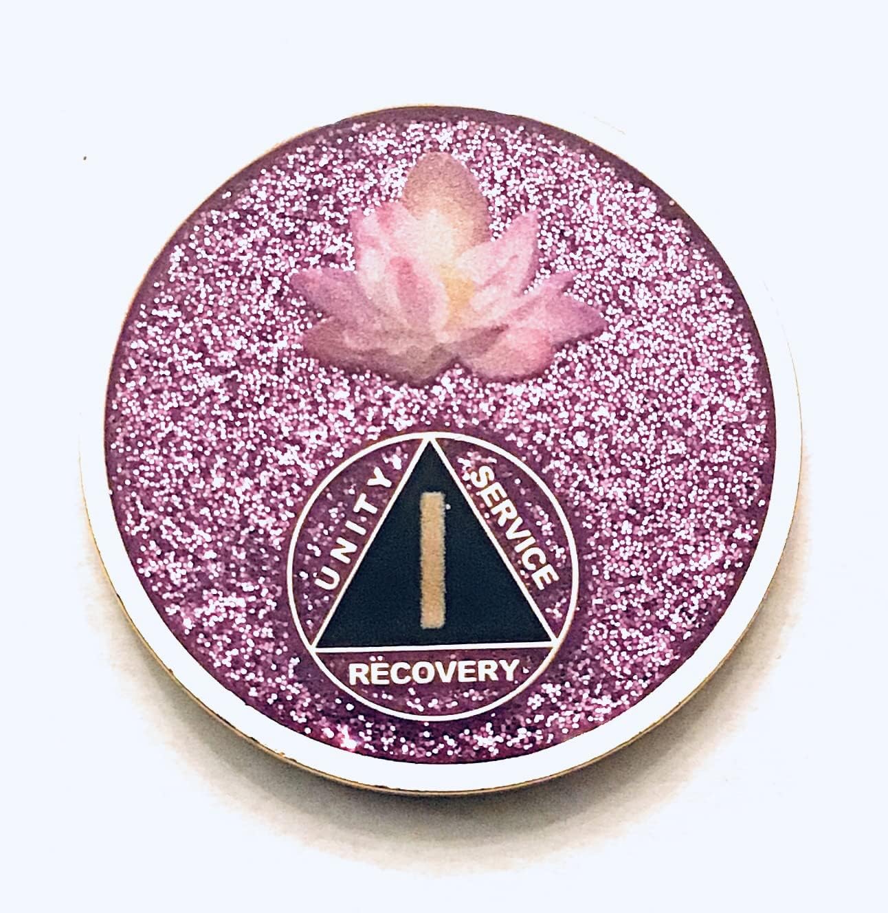 Amazon.com: 1 Year AA Medallion - The Lotus Purple Medallion Glitter ...