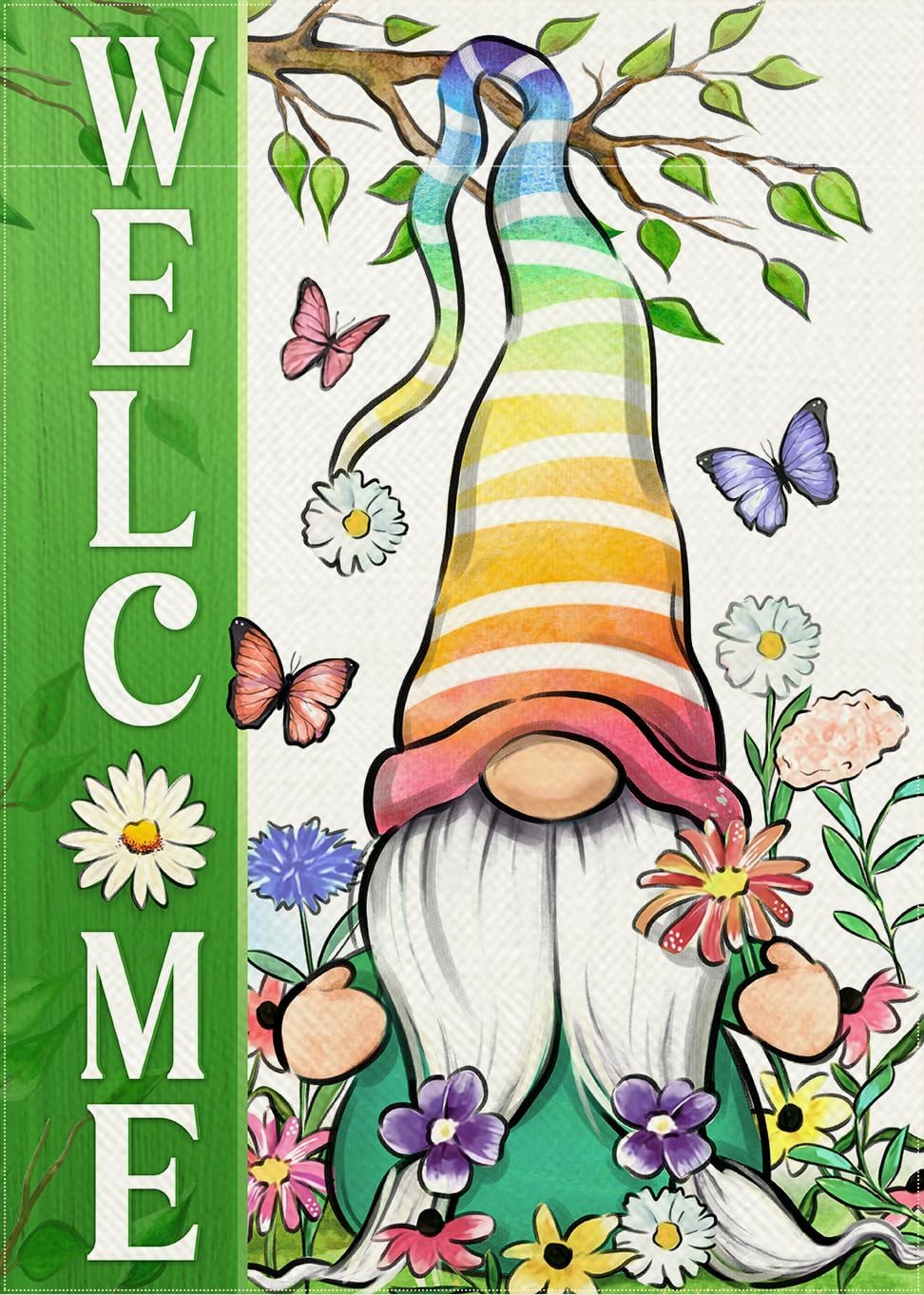Amazon.com : Heyfibro Welcome Spring Gnomes Garden Flag 12x18 Inch ...