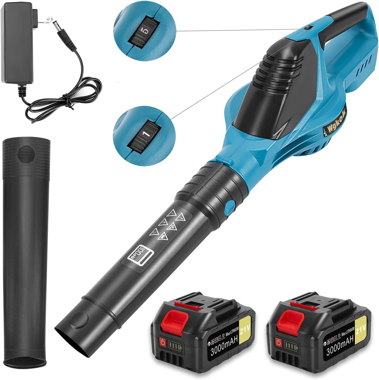 Amazon.com: 21V Leaf Blower Cordless with 2 Batteries and Charger, 2 ...