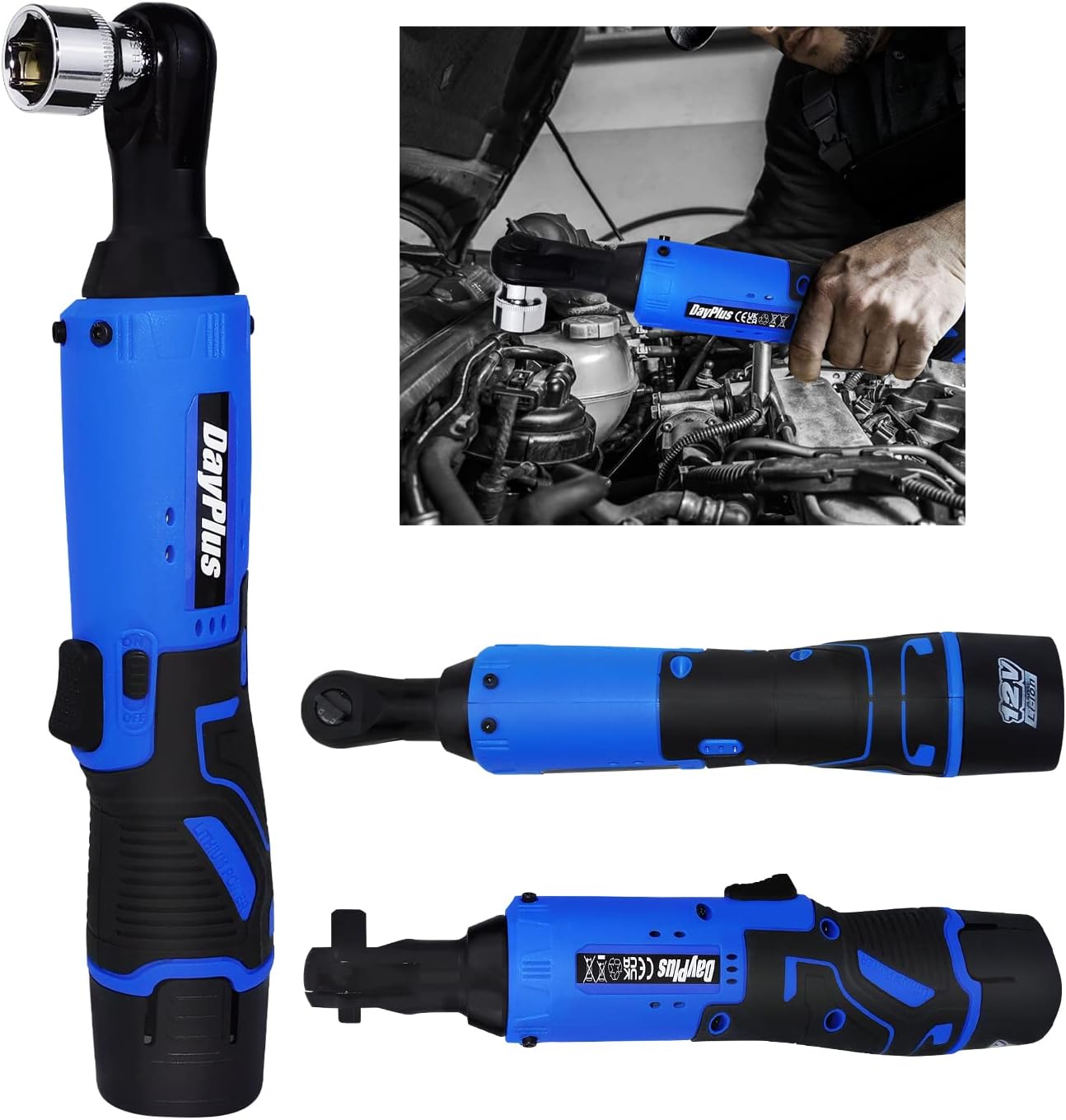 Amazon.com: Cordless Electric Ratchet Wrench Set DIY Tool 40 N.M, 3/8 ...