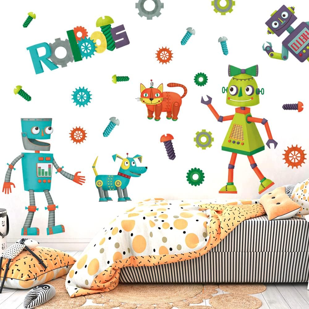 Pegatina de pared de robot de juguete para niños calcomanía de robot de ...
