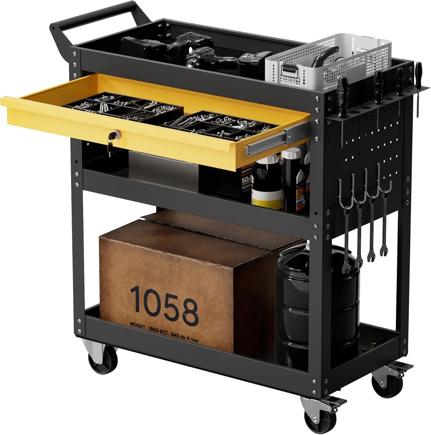 Amazon.com: VDEVY 3 Tier Heavy Duty Rolling Tool Cart on Wheels with ...