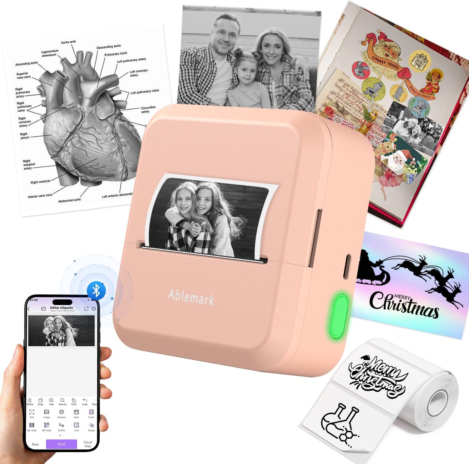 Ablemark Mini Sticker Printer, Mini Thermal Label Printer, Self ...