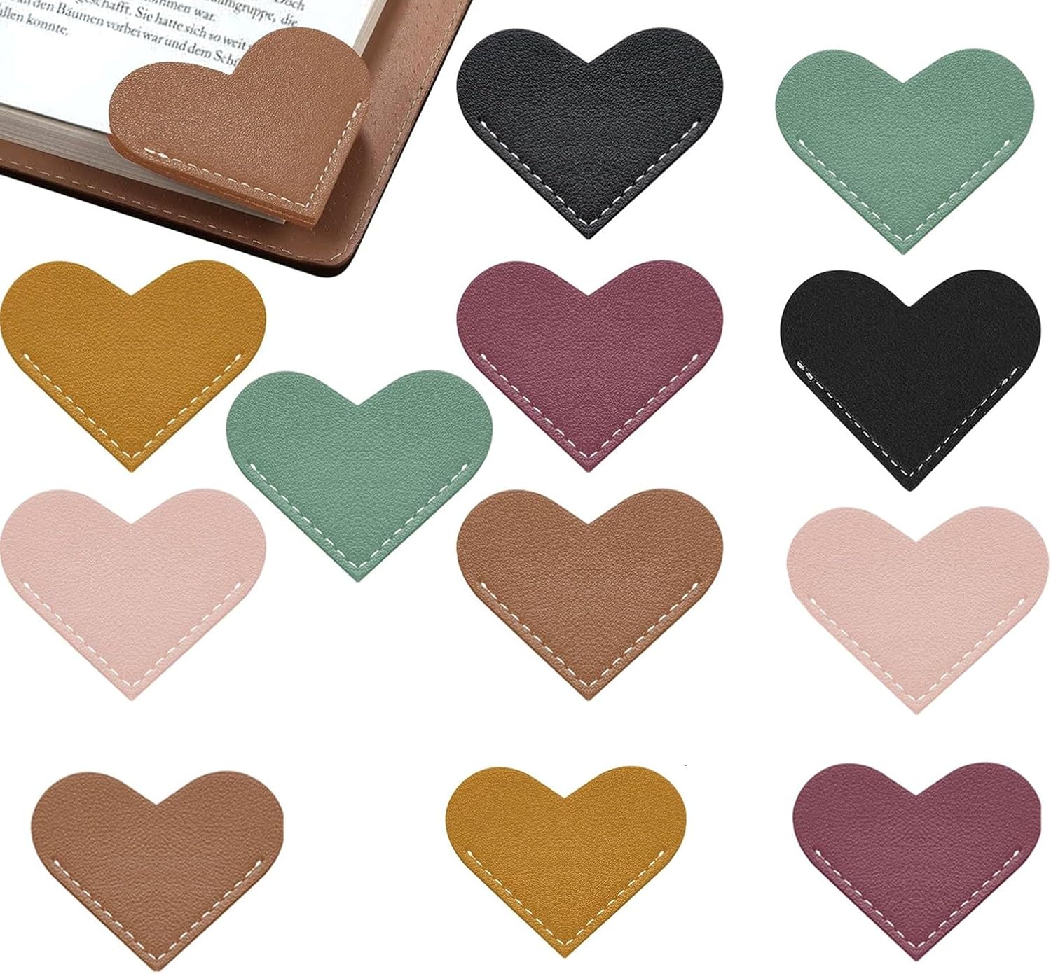 Leather Heart Bookmarks,12 Pcs Corner Page Book Marks for Women,Kids ...
