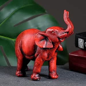 Amazon.com: Red Elephant Figurine - Interior Souvenir, Animal Figure ...