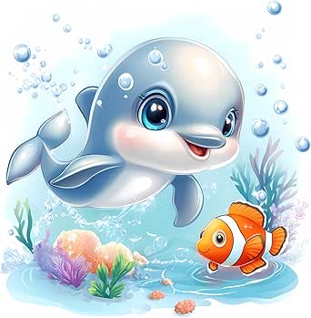 Amazon.com: Maison de Flufari – Dolphin & Clownfish Sea Fabric Panel ...