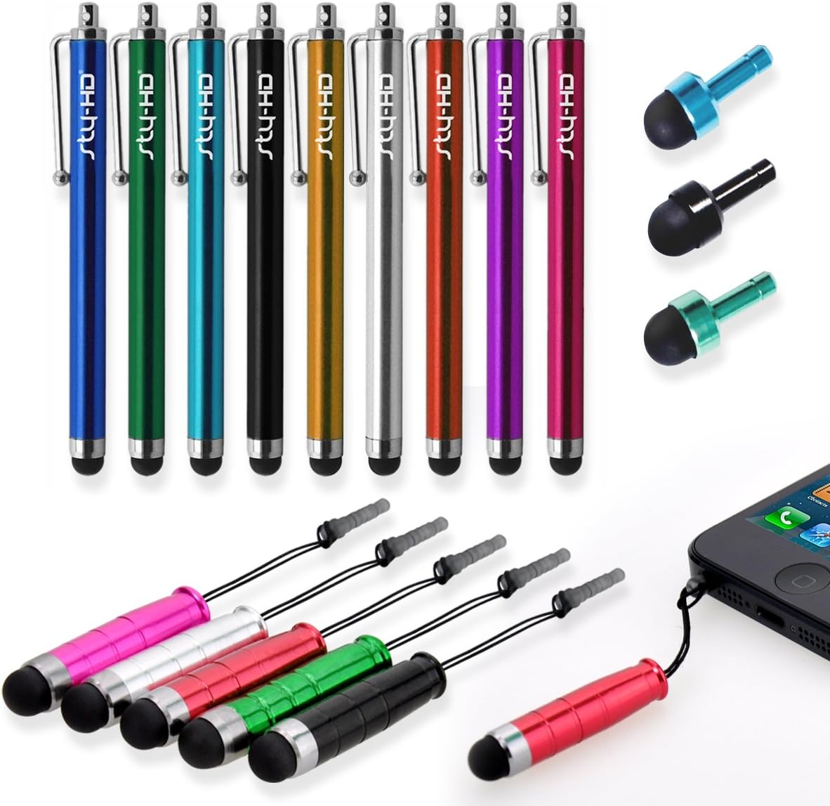 Amazon.com: Sty-HD 17 pcs Colorful 3 Styles Capacitive Stylus/Styli ...