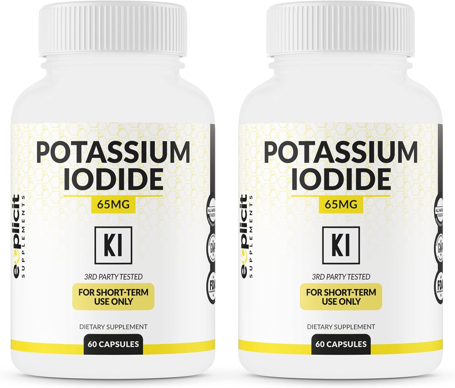 Paquete de 2 cápsulas de yoduro de potasio, dosis de 65 mg – 120 ...