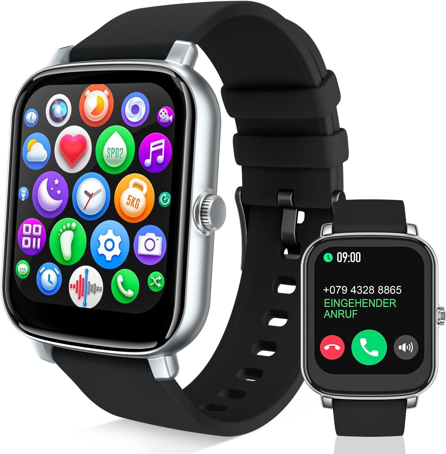 SUNKTA Smartwatch Herren mit Telefonfunktion, 400Amh 1,39" Voll ...